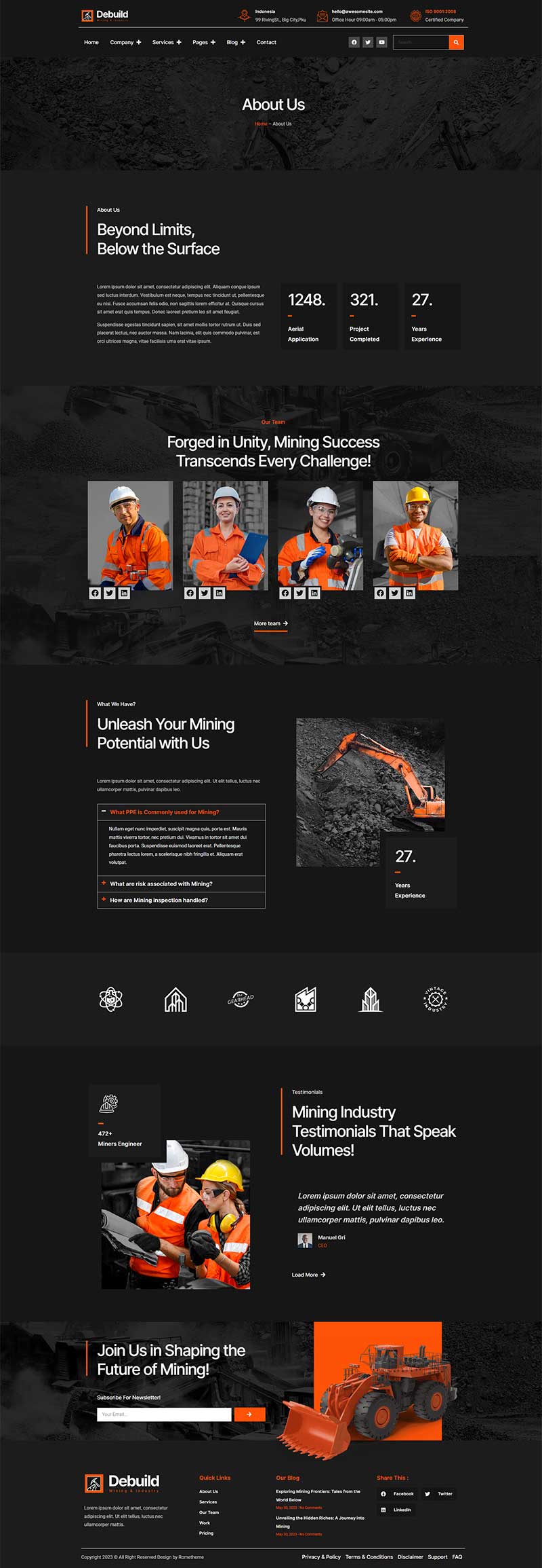Debuild - Mining & Industry Elementor Pro Template Kit by Rometheme